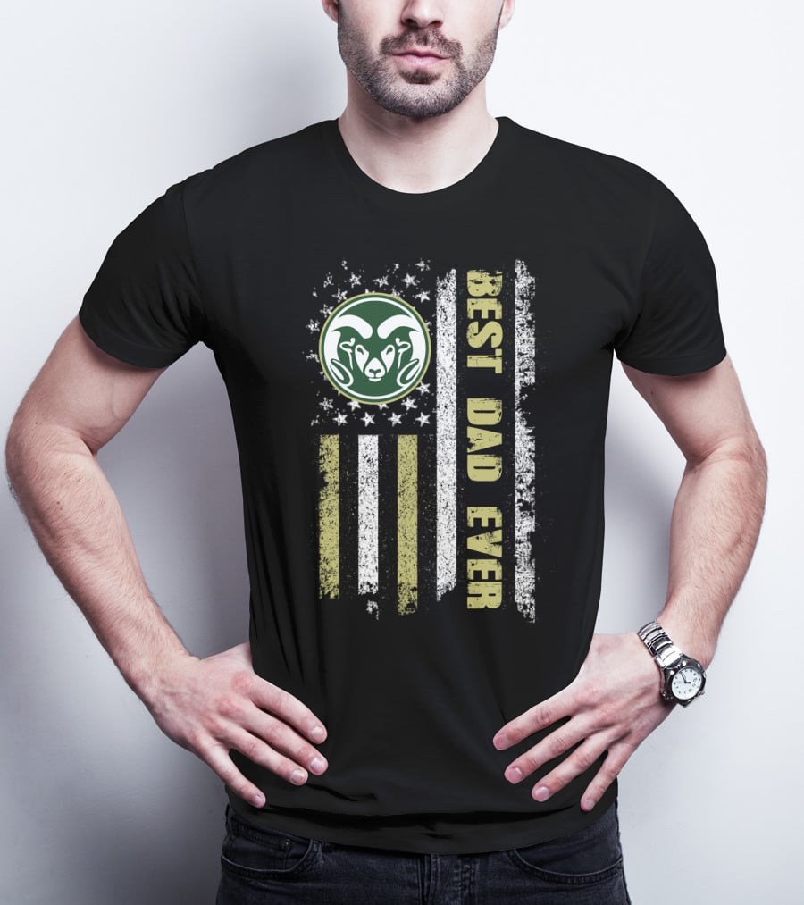 Best Dad Ever Evd 084 American Flag Ram T-Shirt