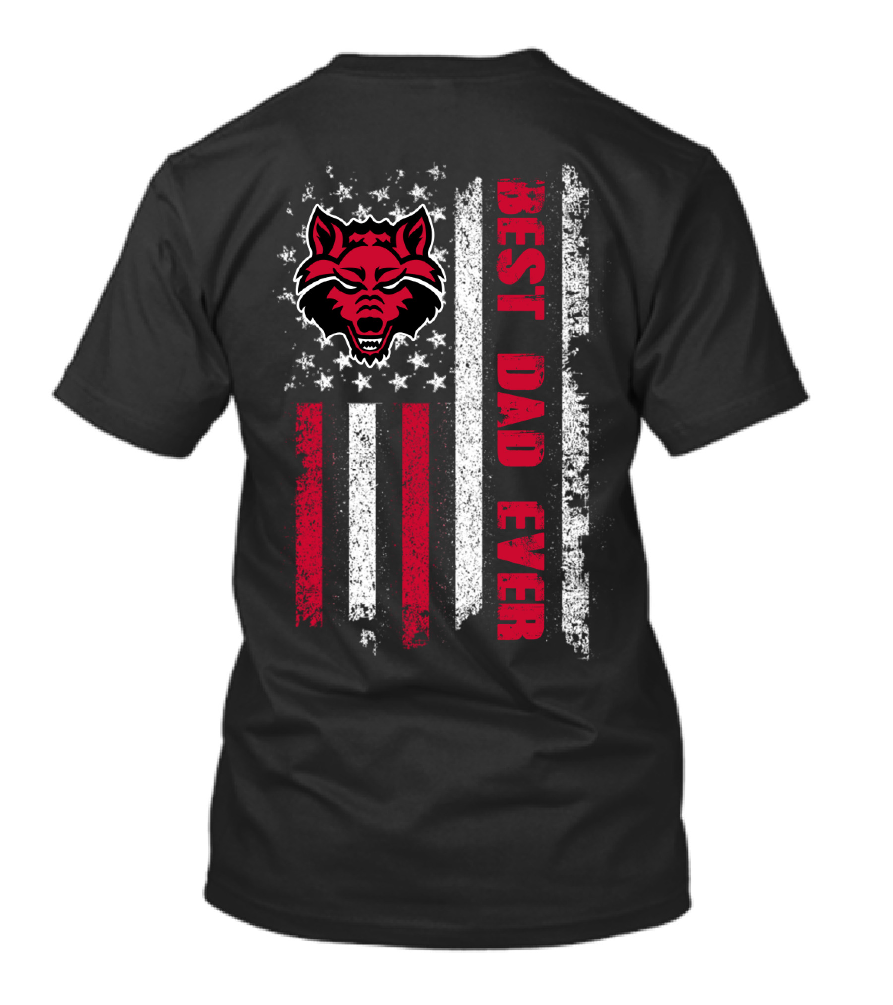 Wolf Best Dad Ever American Flag T-Shirt