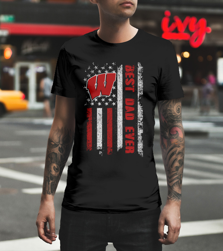 Best Dad Ever W American Flag Evd 074 T-Shirt