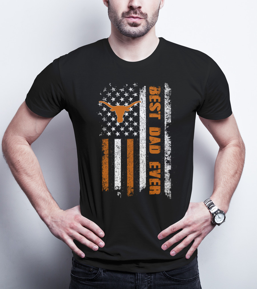 Best Dad Ever Longhorn Flag Evd 064 T-Shirt