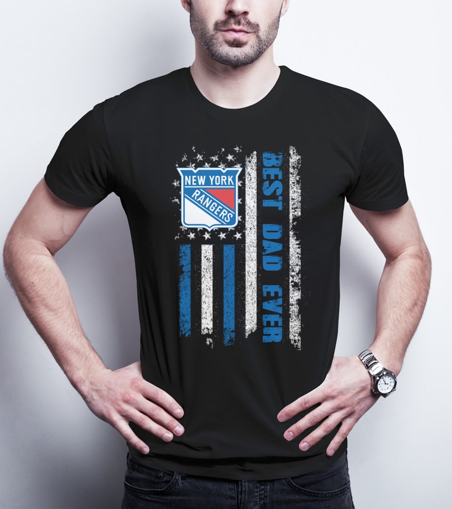 New York Rangers Best Dad Ever Stars Stripes Flag T-Shirt