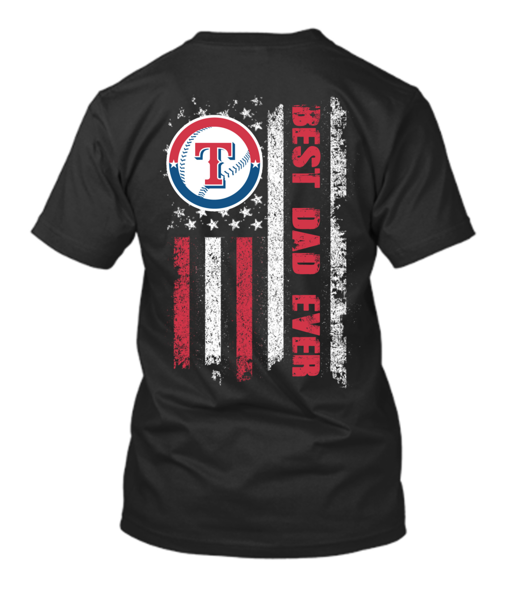 Best Dad Ever Texas Rangers American Flag Evd T-Shirt