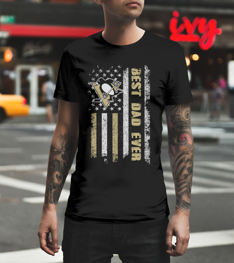 Pittsburgh Penguins Best Dad Ever Stars And Stripes T-Shirt