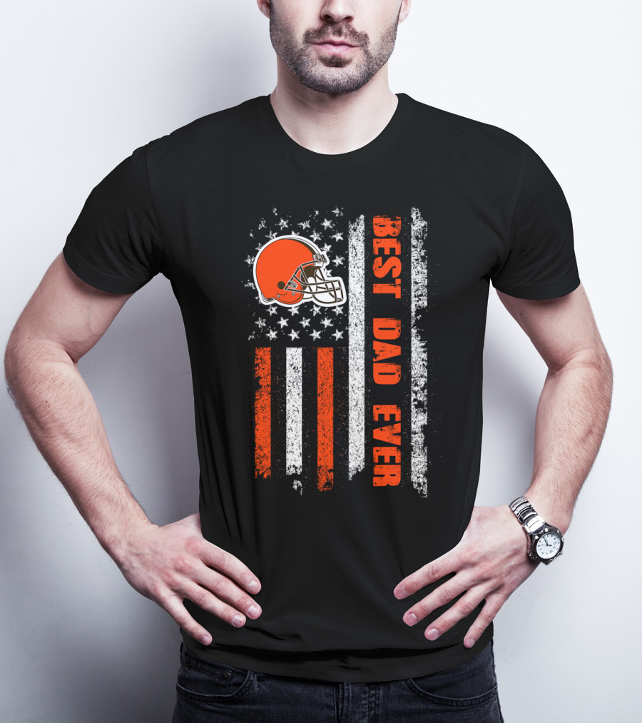 Cleveland Browns Best Dad Ever American Flag Evd 120 T-Shirt