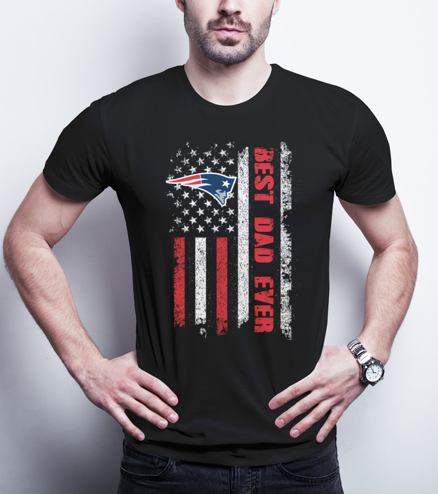 Best Dad Ever New England Patriots Usa Flag T-Shirt