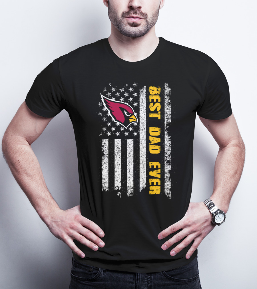 Evd 142 Best Dad Ever Arizona Cardinals American Flag T-Shirt