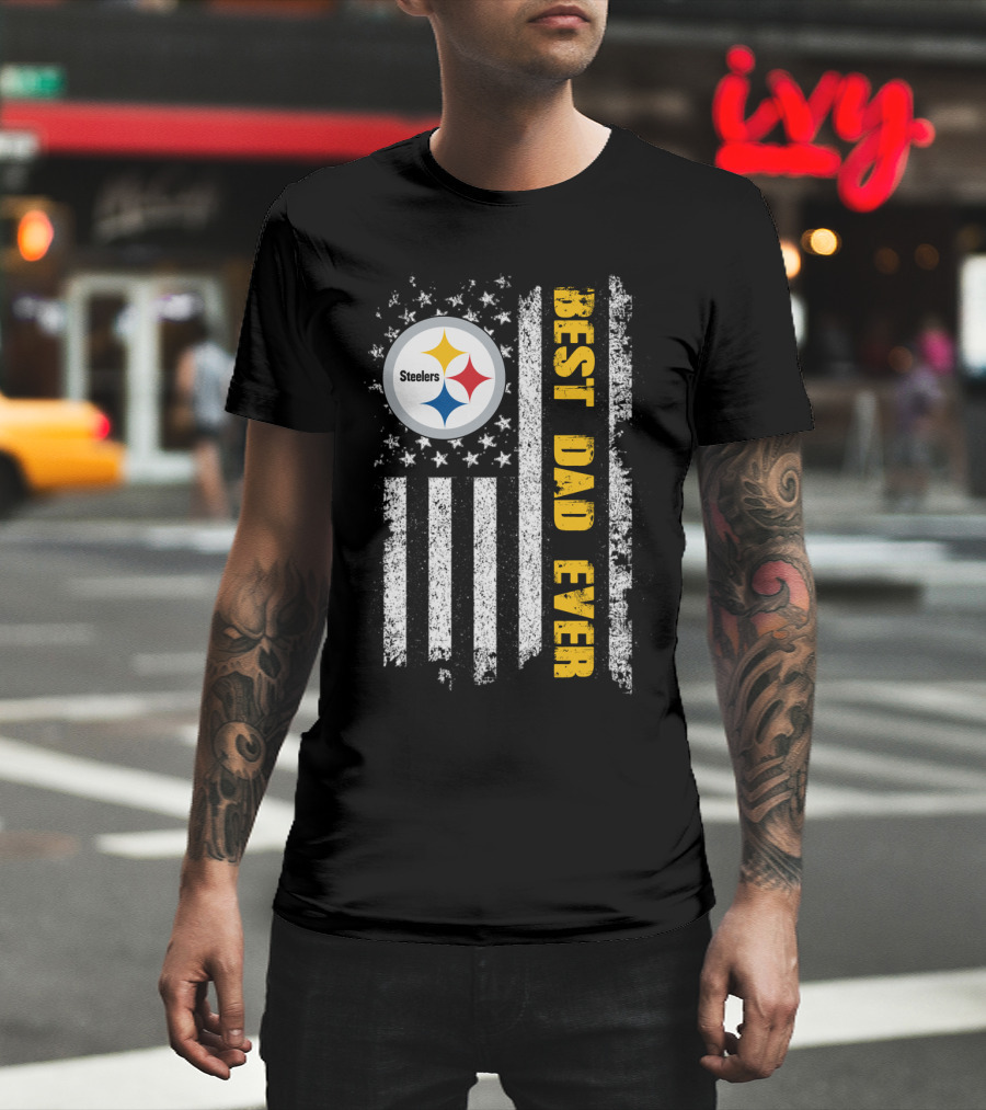 Steelers Best Dad Ever Flag T-Shirt