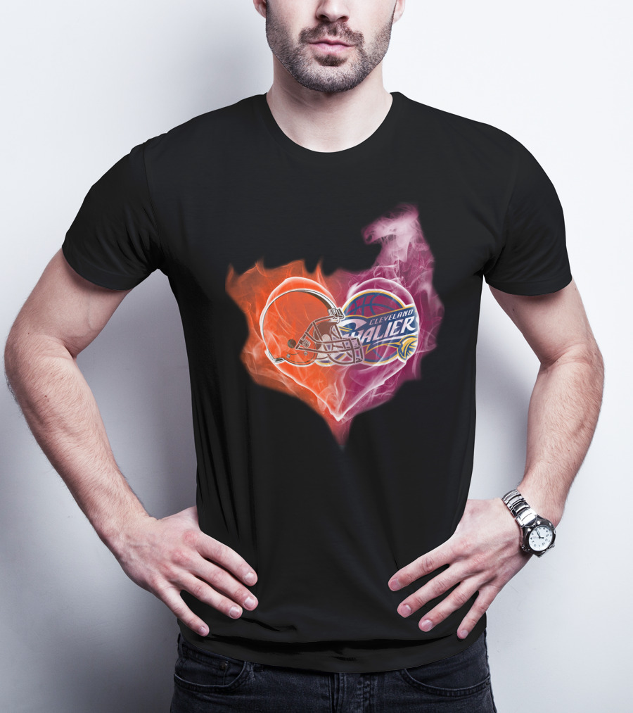 Cleveland Cavaliers Heart With Football Helmet T-Shirt