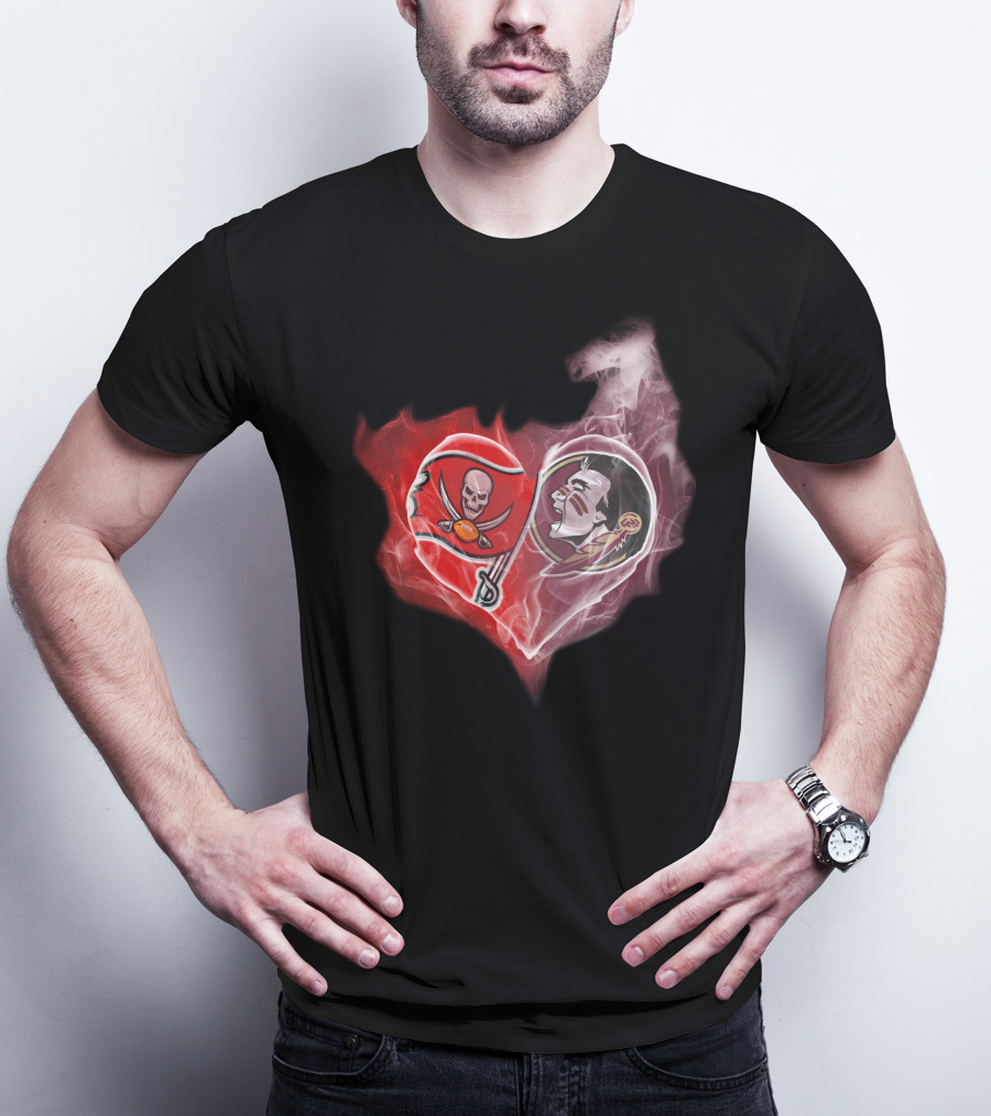 Tampa Bay Buccaneers And Florida State Seminoles Heart T-Shirt