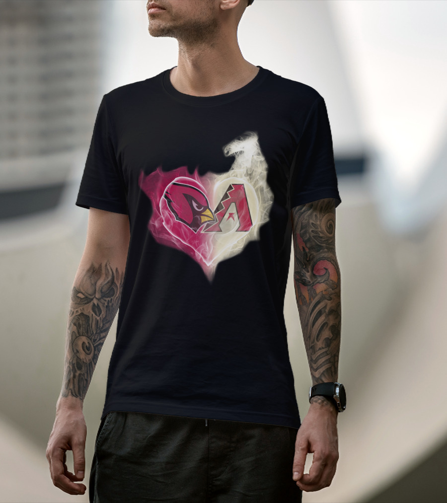 Arizona Cardinals Diamondbacks Smoke Heart T-Shirt