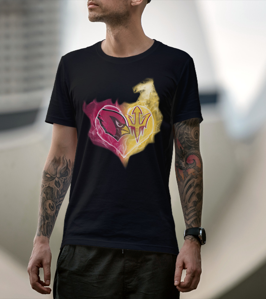 Arizona Cardinals Arizona State Sun Devils Heart Fusion T-Shirt