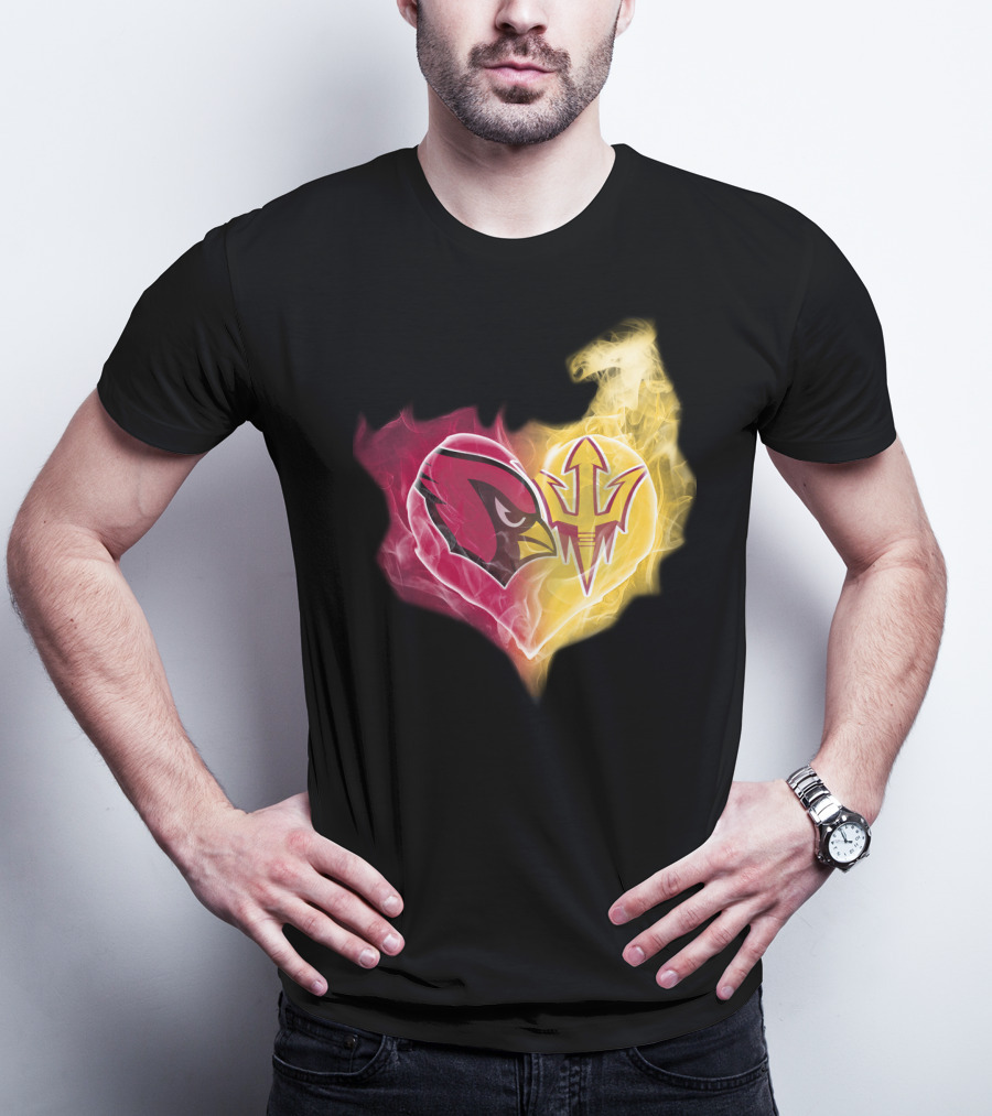 Arizona Cardinals Arizona State Sun Devils Heart Fusion T-Shirt