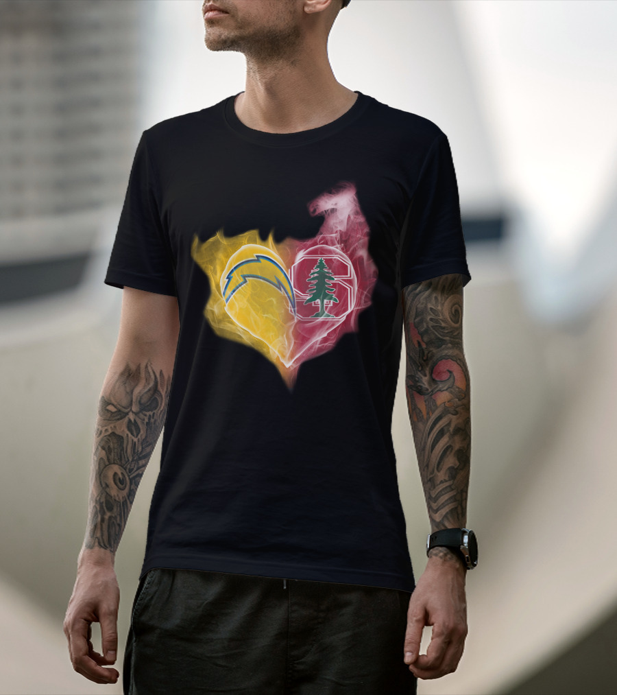Los Angeles Chargers Stanford Cardinal Heart Fusion T-Shirt