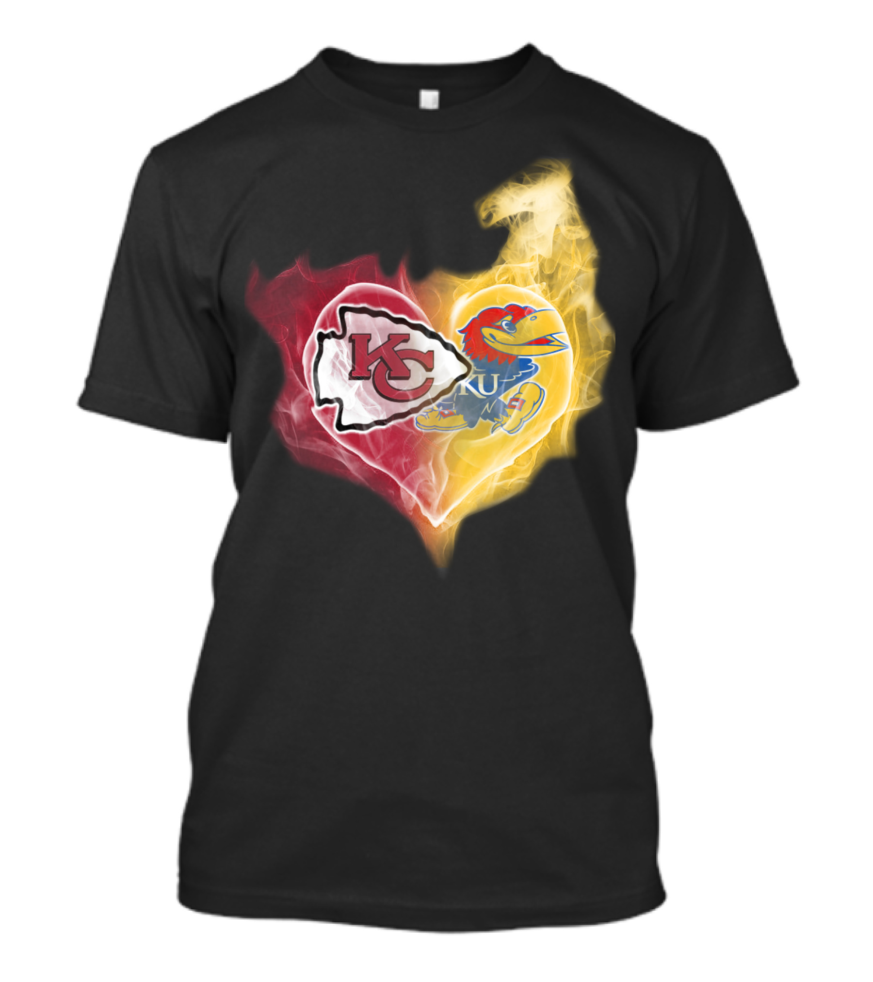 Kansas City Chiefs Ku Jayhawks Heart Smoke T-Shirt