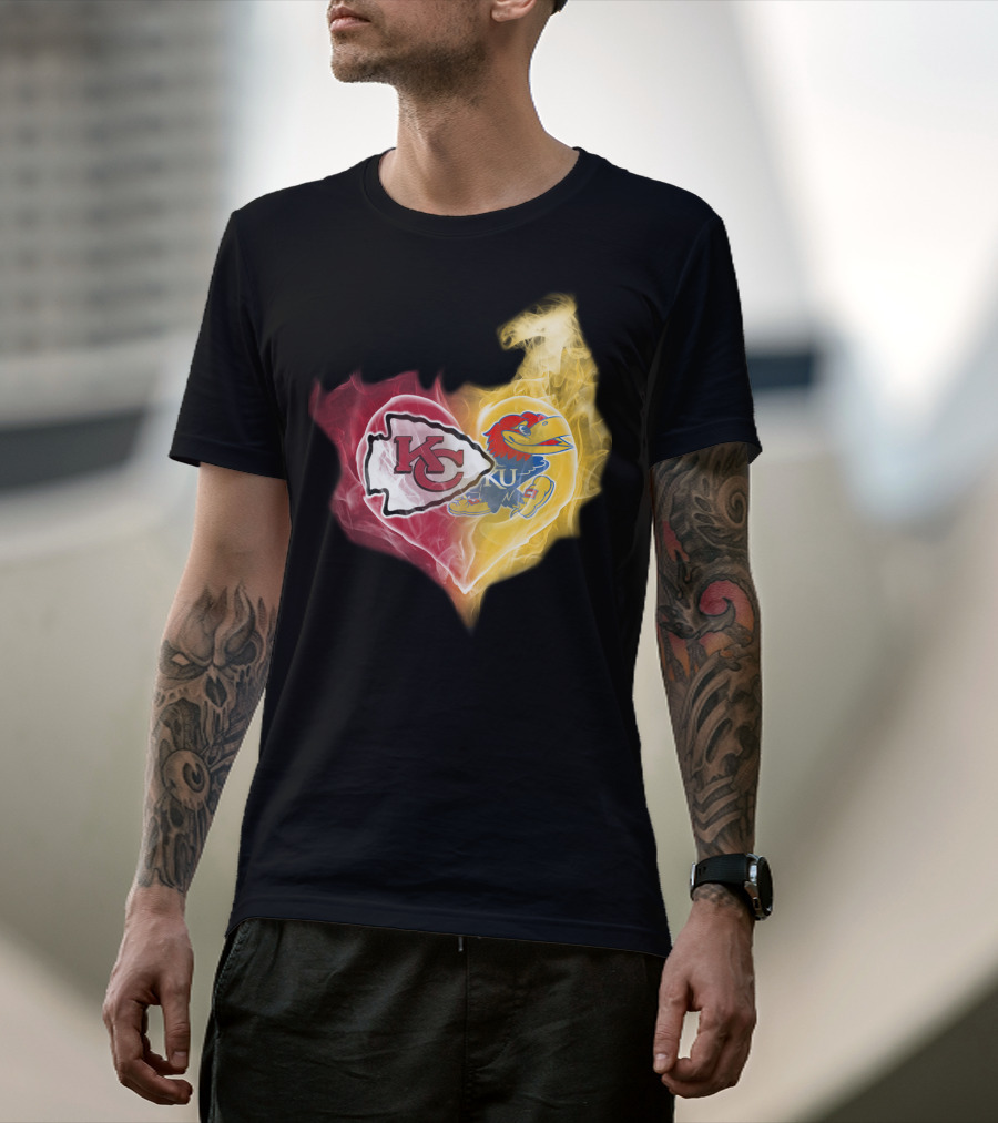 Kansas City Chiefs Ku Jayhawks Heart Smoke T-Shirt