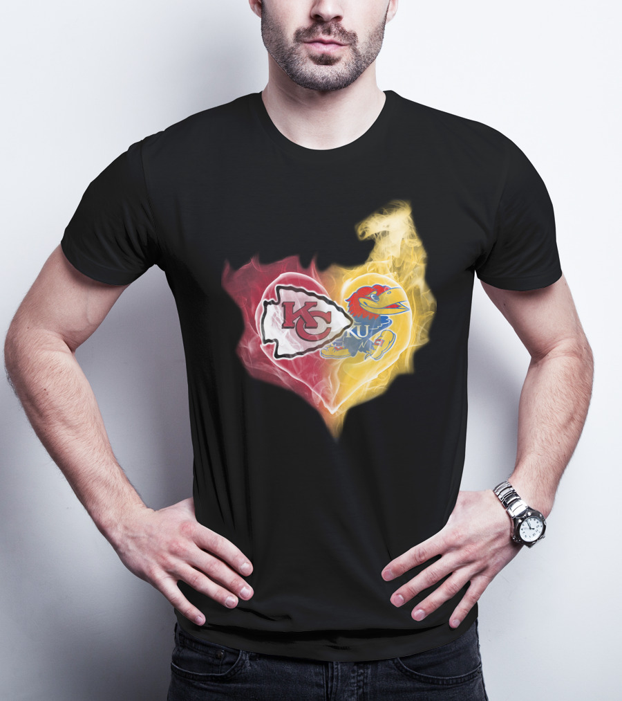Kansas City Chiefs Ku Jayhawks Heart Smoke T-Shirt