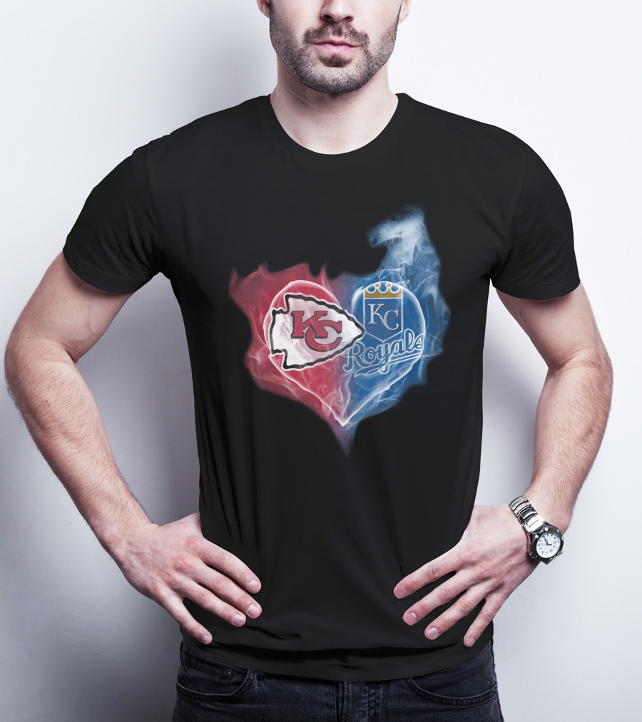 Kc Chiefs Royals Heart Smoke Fusion T-Shirt