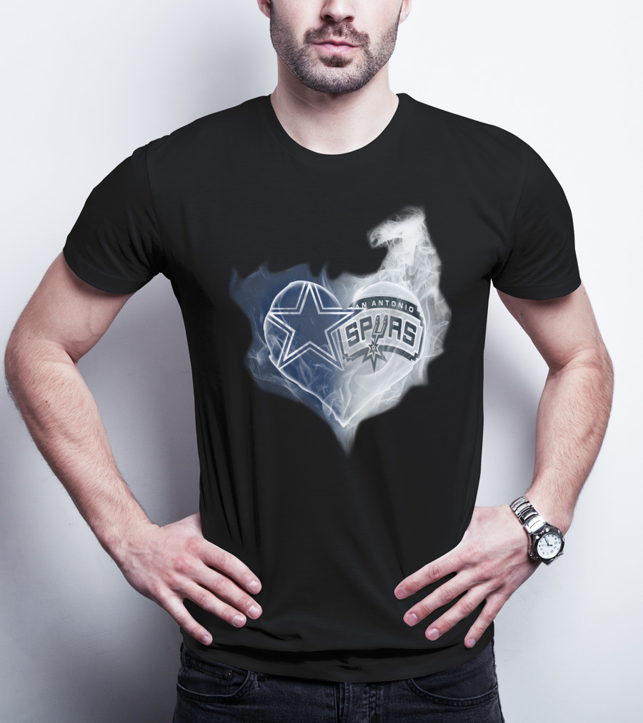 Dallas Cowboys San Antonio Spurs Heart Smoke T-Shirt