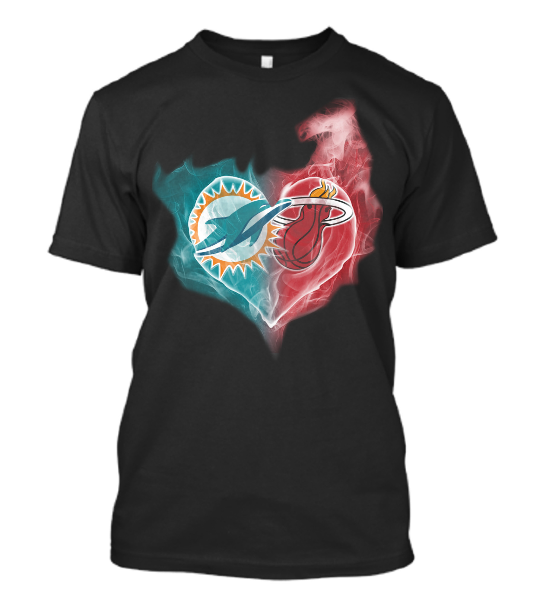 Miami Dolphins Miami Heat Heart T-Shirt