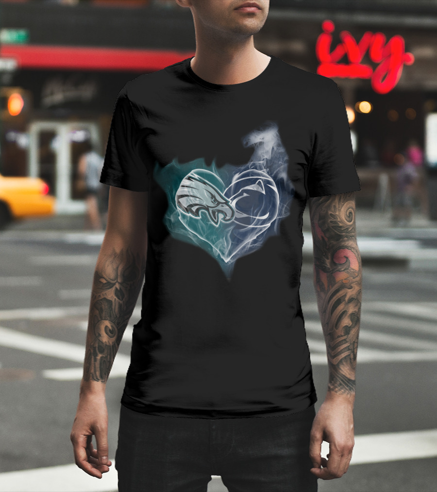 Philadelphia Eagles And Penn State Nittany Lions Heart Fusion T-Shirt
