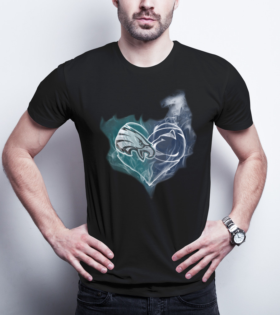 Philadelphia Eagles And Penn State Nittany Lions Heart Fusion T-Shirt