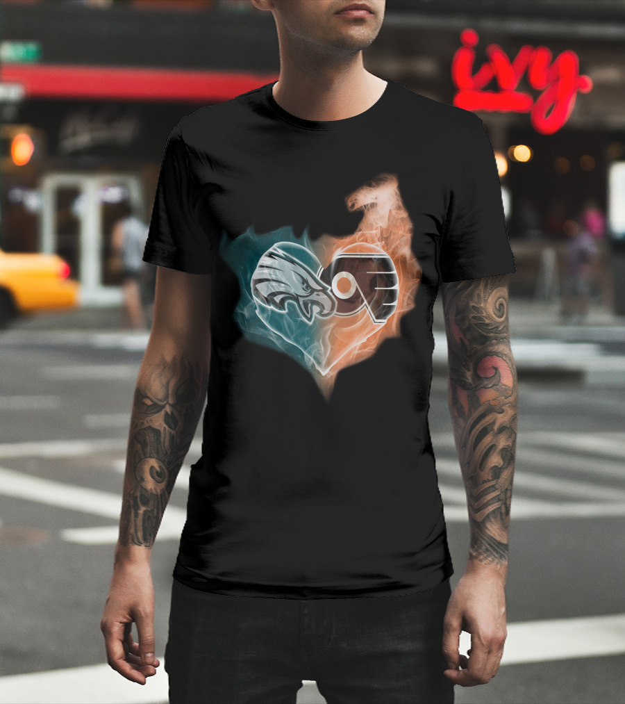 Eagles Flyers Heart Fusion T-Shirt
