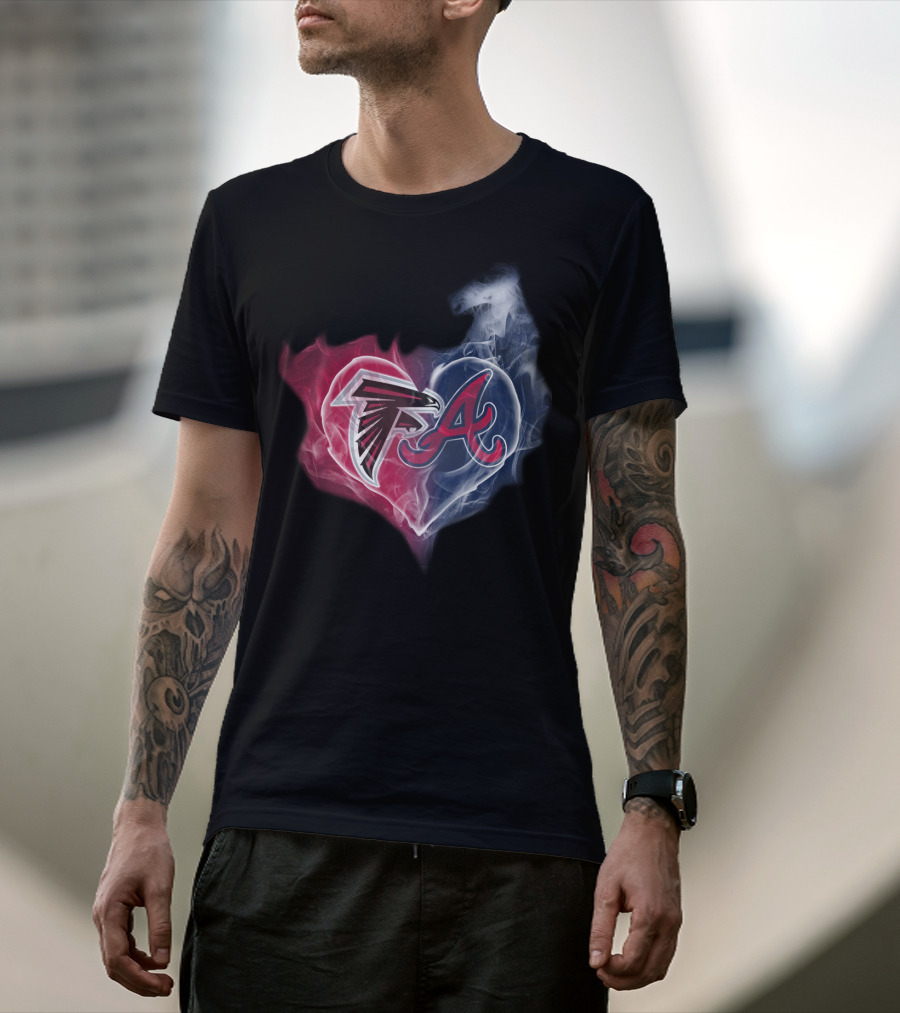 Falcons Braves Heart Smoke Atlanta Sports T-Shirt
