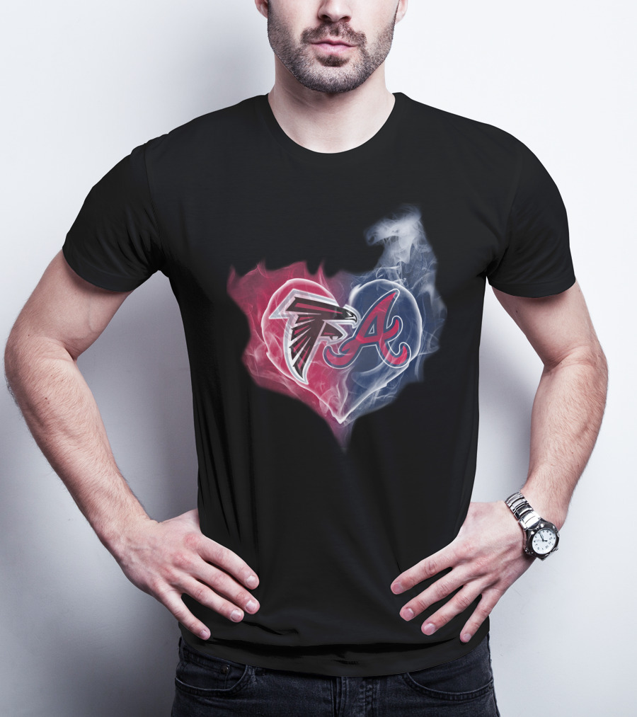 Falcons Braves Heart Smoke Atlanta Sports T-Shirt