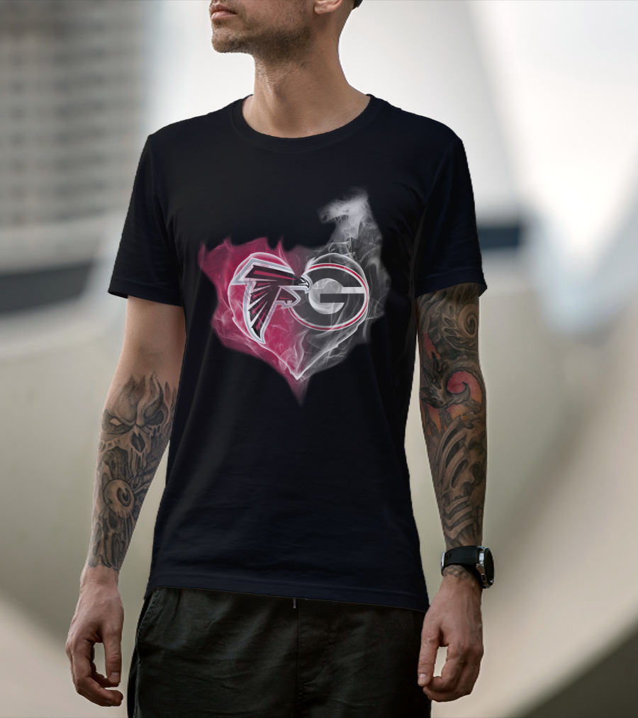 Atlanta Falcons Georgia Bulldogs Heart Smoke T-Shirt