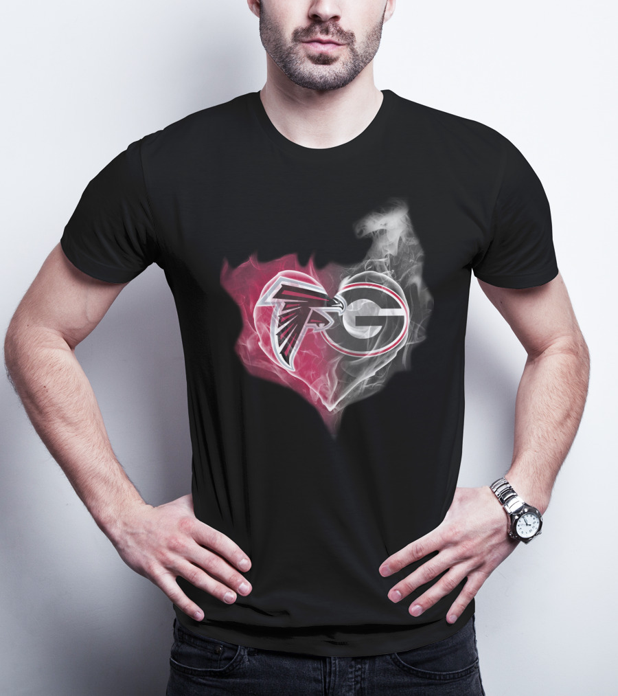 Atlanta Falcons Georgia Bulldogs Heart Smoke T-Shirt
