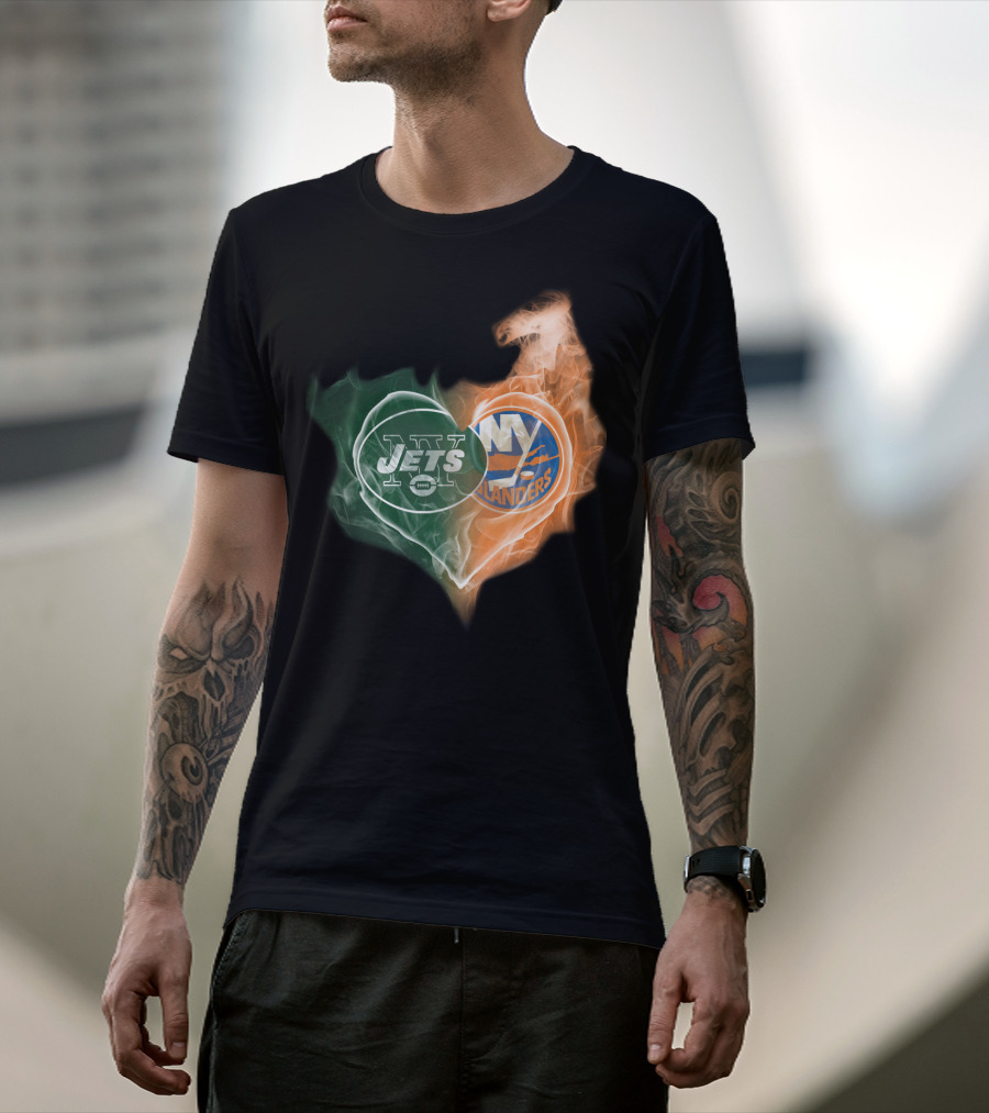 Jets Islanders Heart Smoke T-Shirt