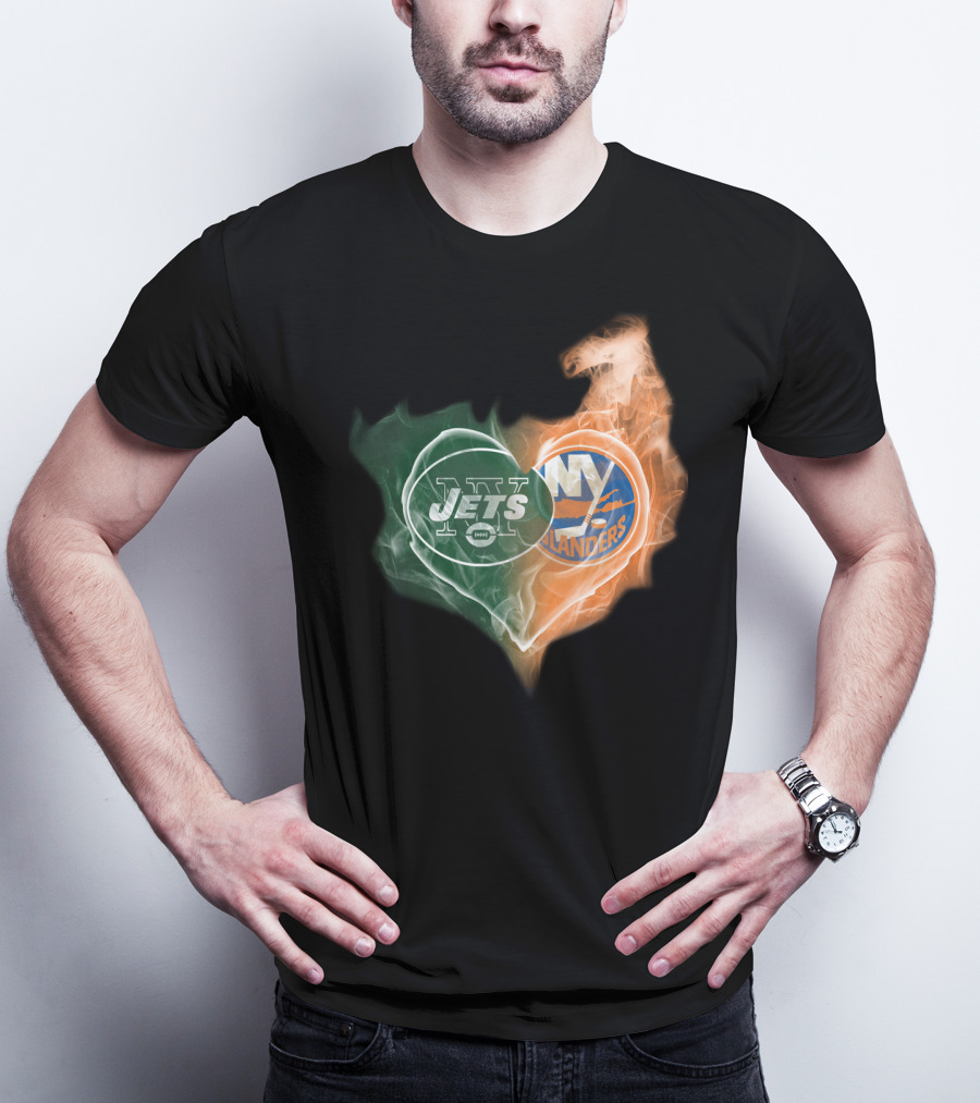 Jets Islanders Heart Smoke T-Shirt