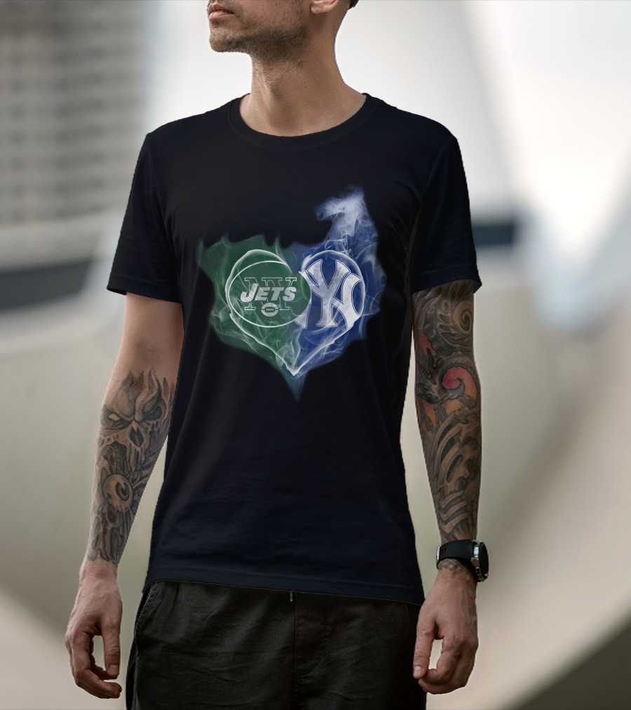 Jets Yankees Smoke Heart Fusion T-Shirt