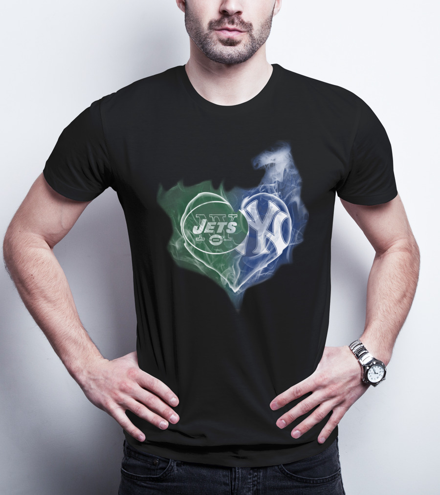 Jets Yankees Smoke Heart Fusion T-Shirt