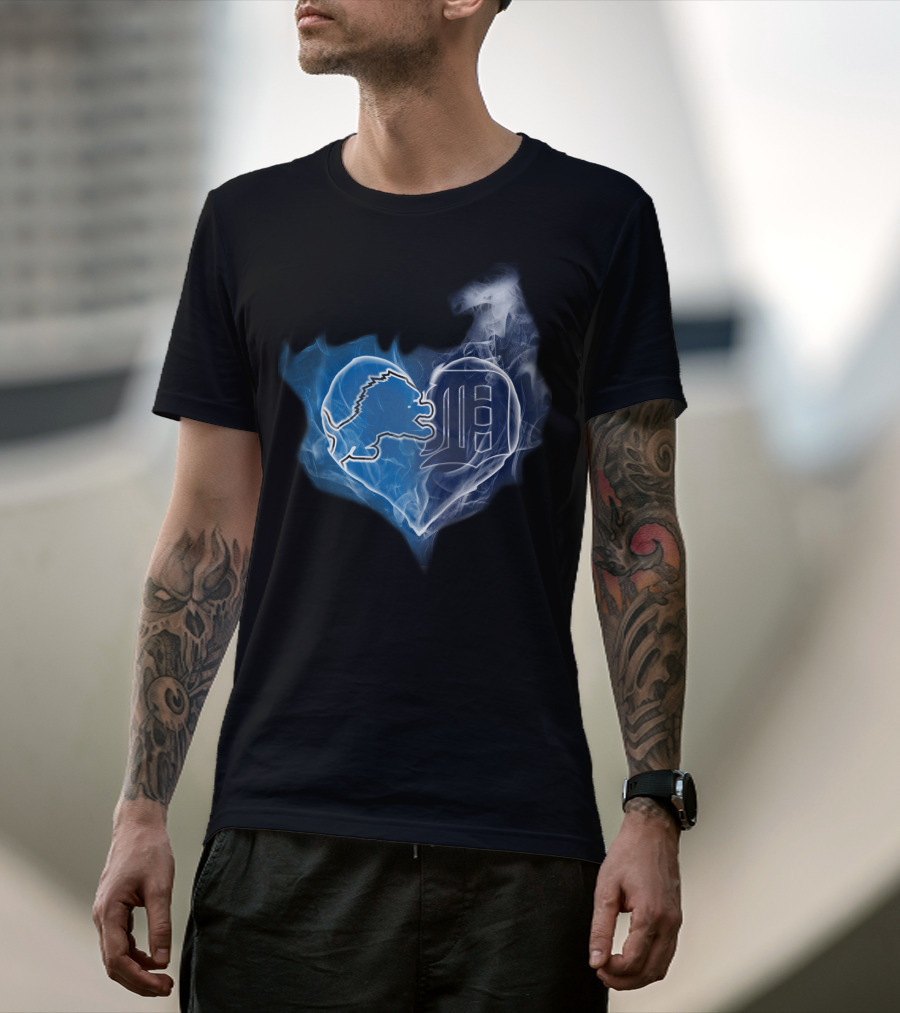 Detroit Lions And Tigers Heart T-Shirt