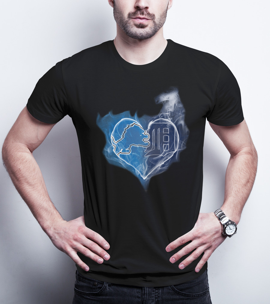 Detroit Lions And Tigers Heart T-Shirt