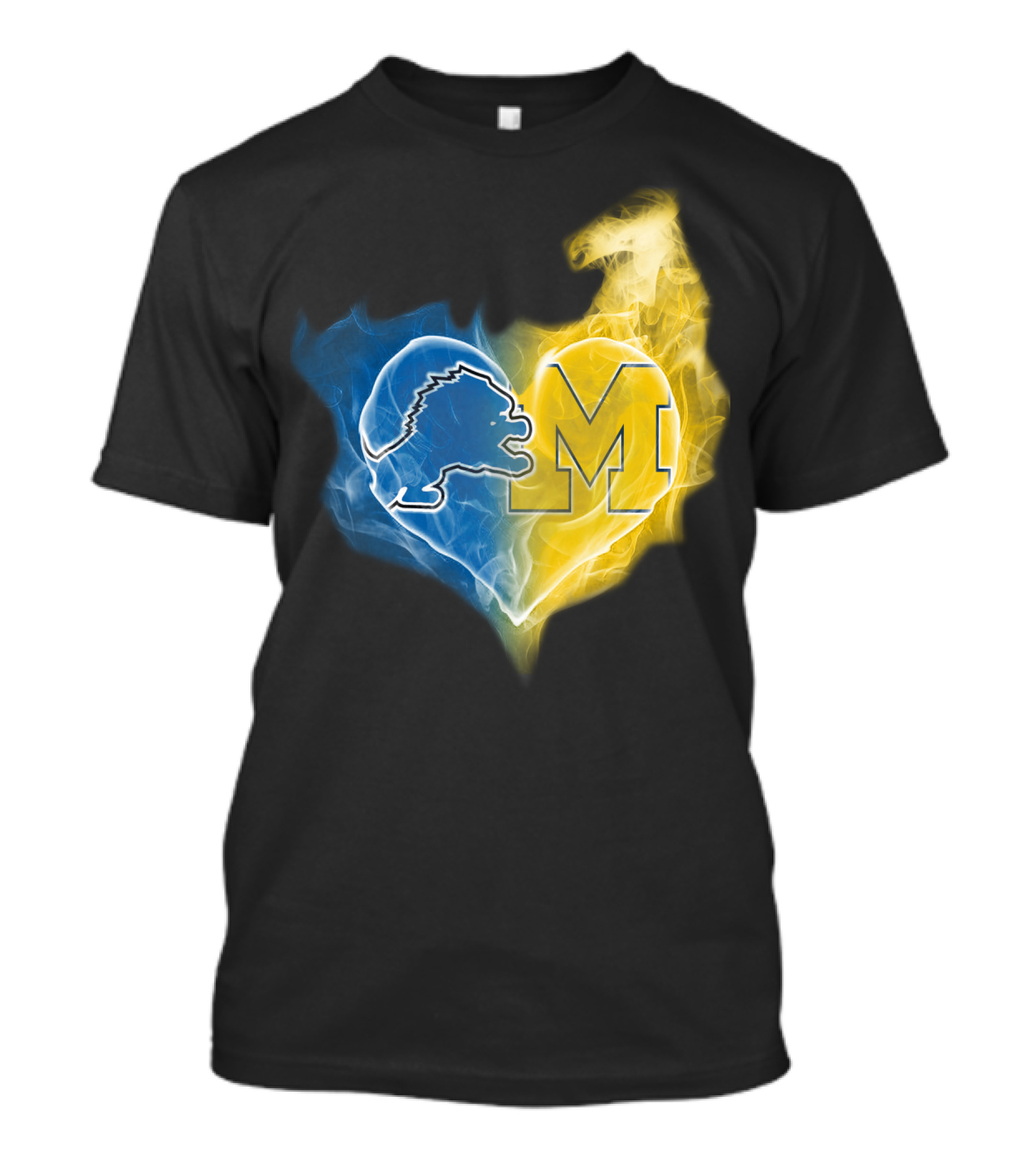 Blue Lion And Yellow M In Heart-Shaped Flame T-Shirt