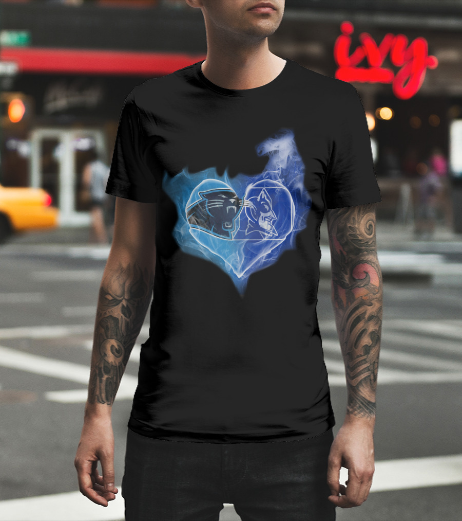 Panthers Blue Devils Heart T-Shirt