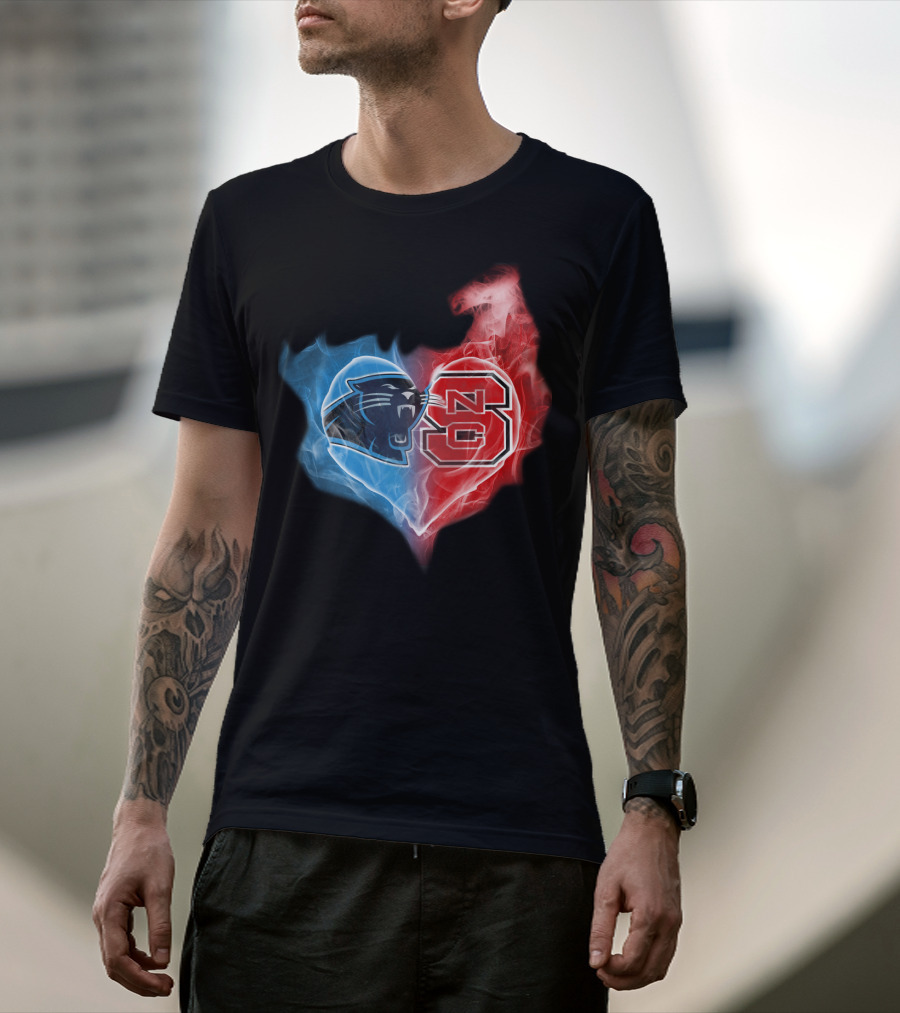 Panthers And Nc State Heart Blend T-Shirt