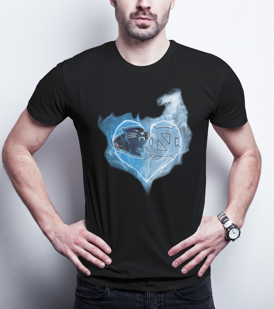 Carolina Panthers Unc Tar Heels Heart Smoke Fusion T-Shirt