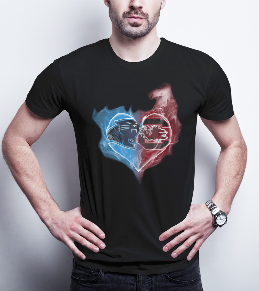 Carolina Panthers South Carolina Gamecocks Heart T-Shirt