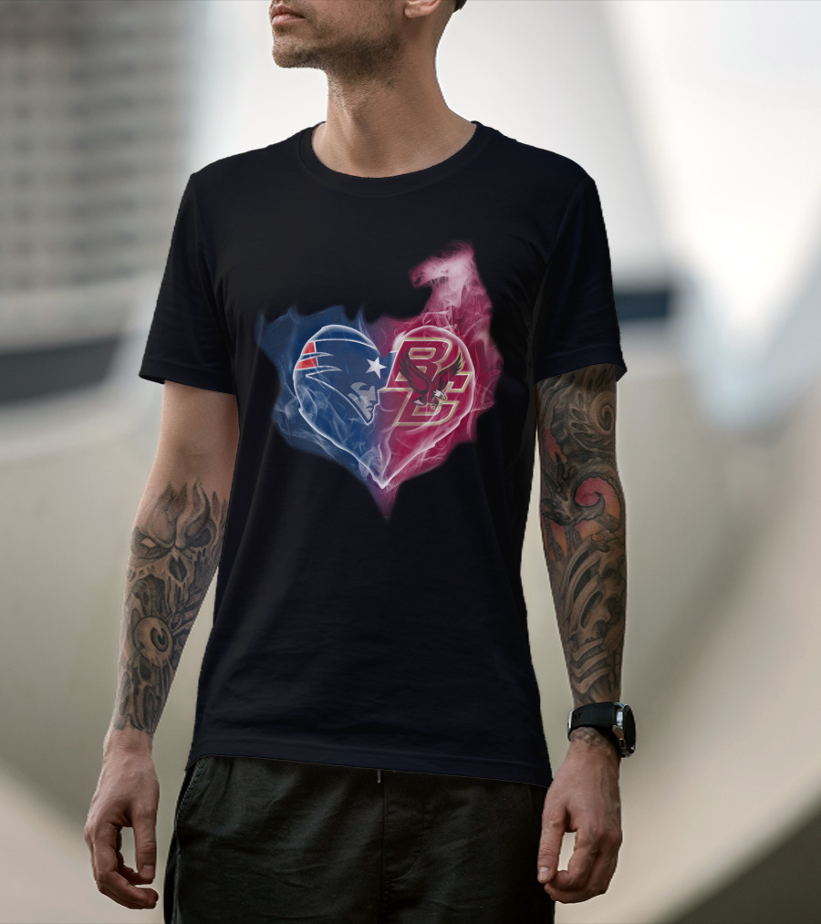 New England Patriots And Boston College Eagles Heart Fusion T-Shirt