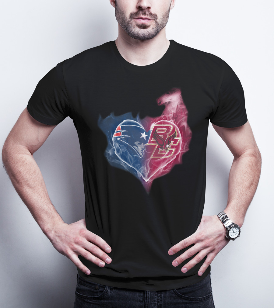 New England Patriots And Boston College Eagles Heart Fusion T-Shirt