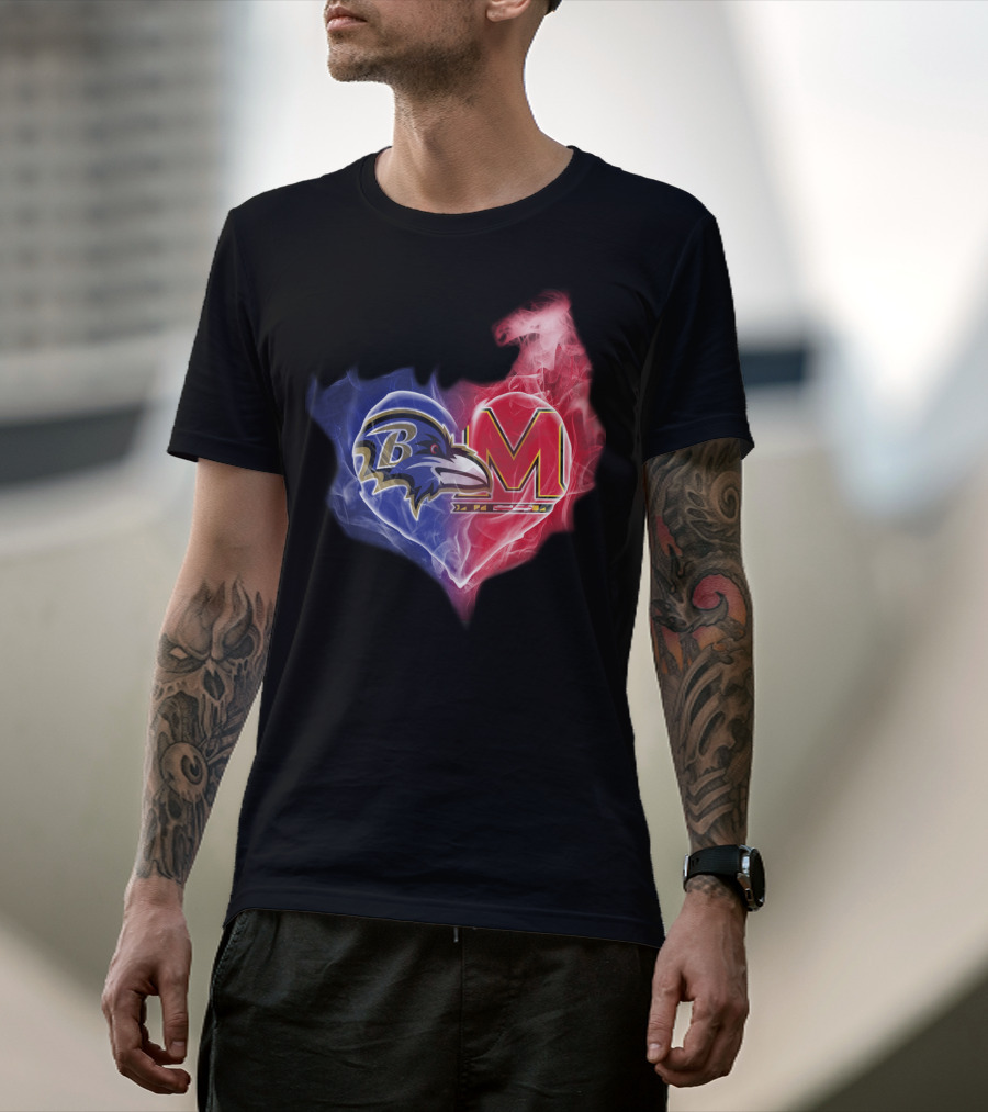 Baltimore Ravens Maryland Terrapins Heart Fusion T-Shirt