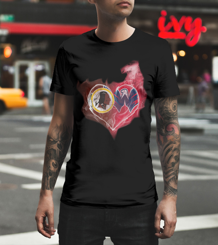 Washington Redskins And Wizards Heart Symbol T-Shirt