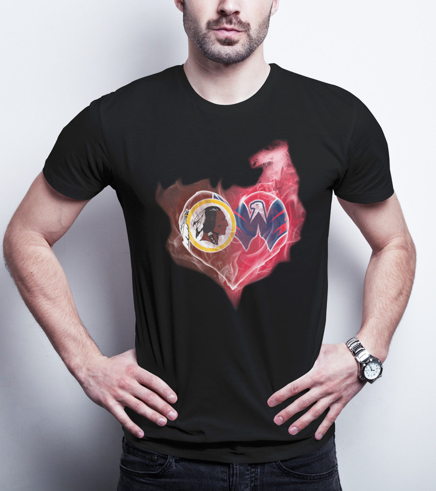 Washington Redskins And Wizards Heart Symbol T-Shirt