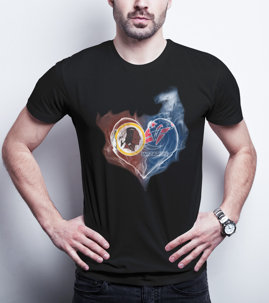 Washington Redskins And Wizards Heart Logo Fusion Ttk T-Shirt