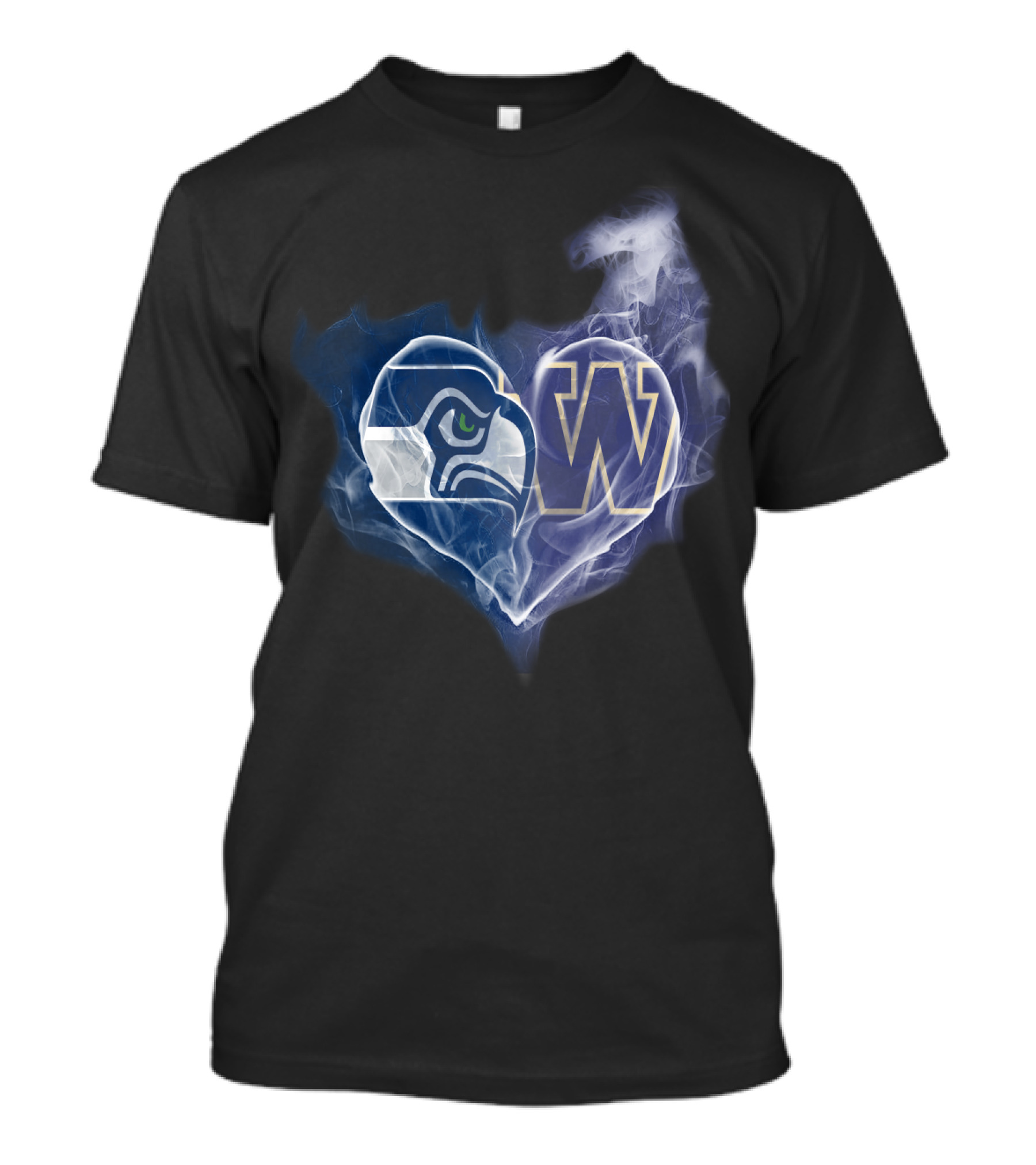 Seattle Seahawks Washington Huskies Heart Smoke T-Shirt