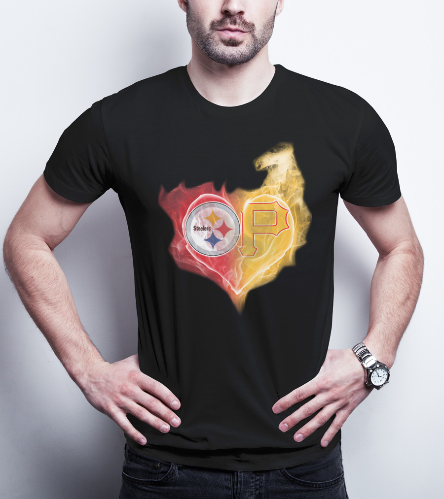 Steelers Pirates Heart Logo T-Shirt