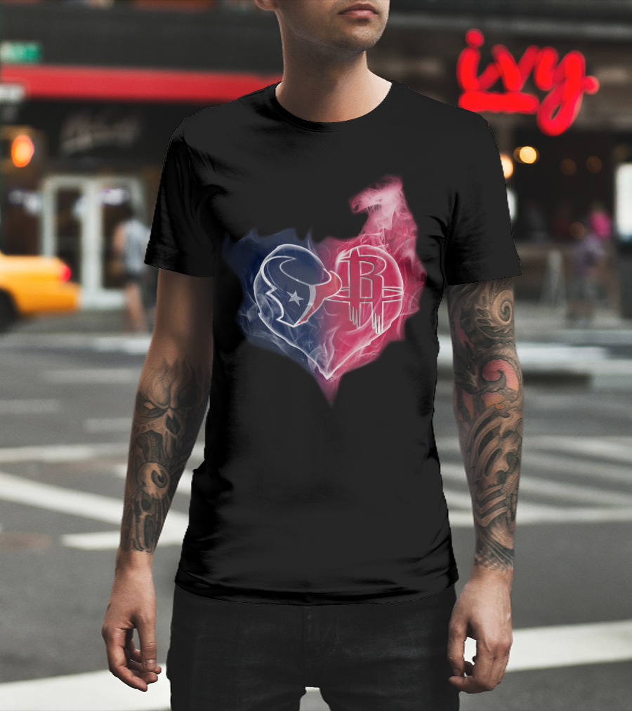 Houston Texans Rockets Heart Logo Fusion T-Shirt